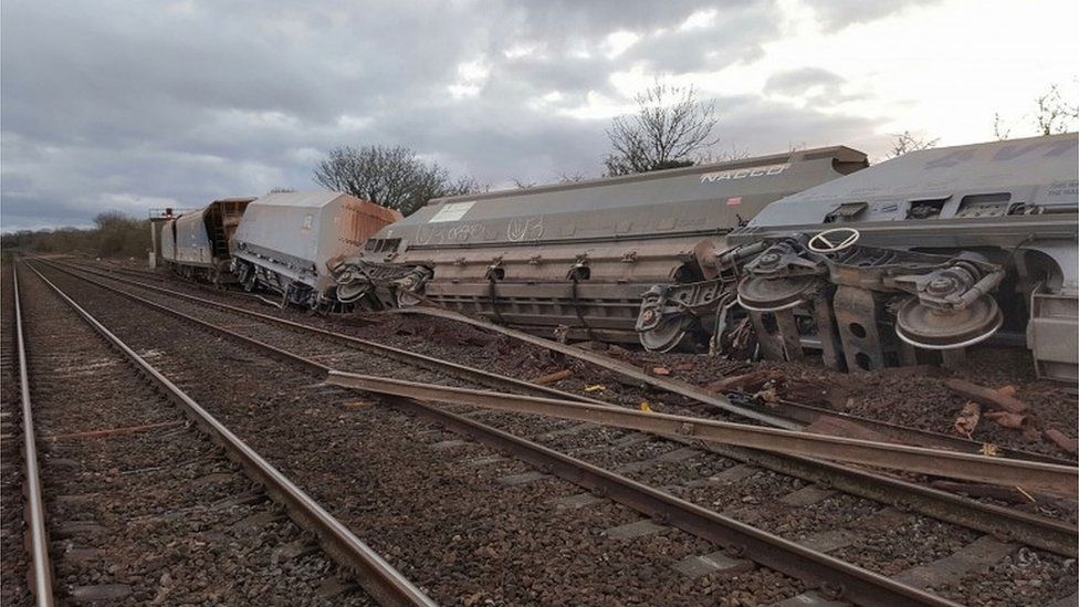 Freight train derailed 'near new track section' - BBC News