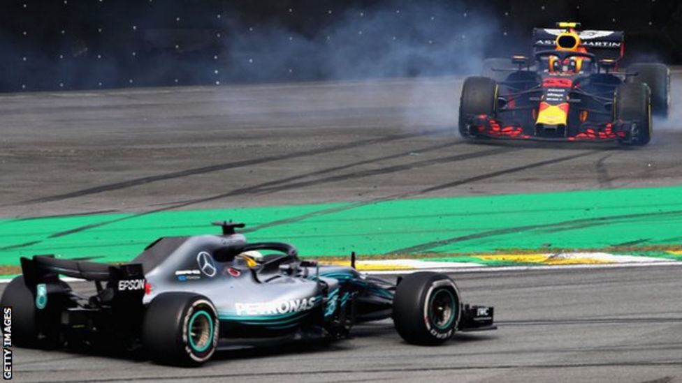 Lewis Hamilton wins after Max Verstappen collides with Esteban Ocon in Brazil - BBC Sport