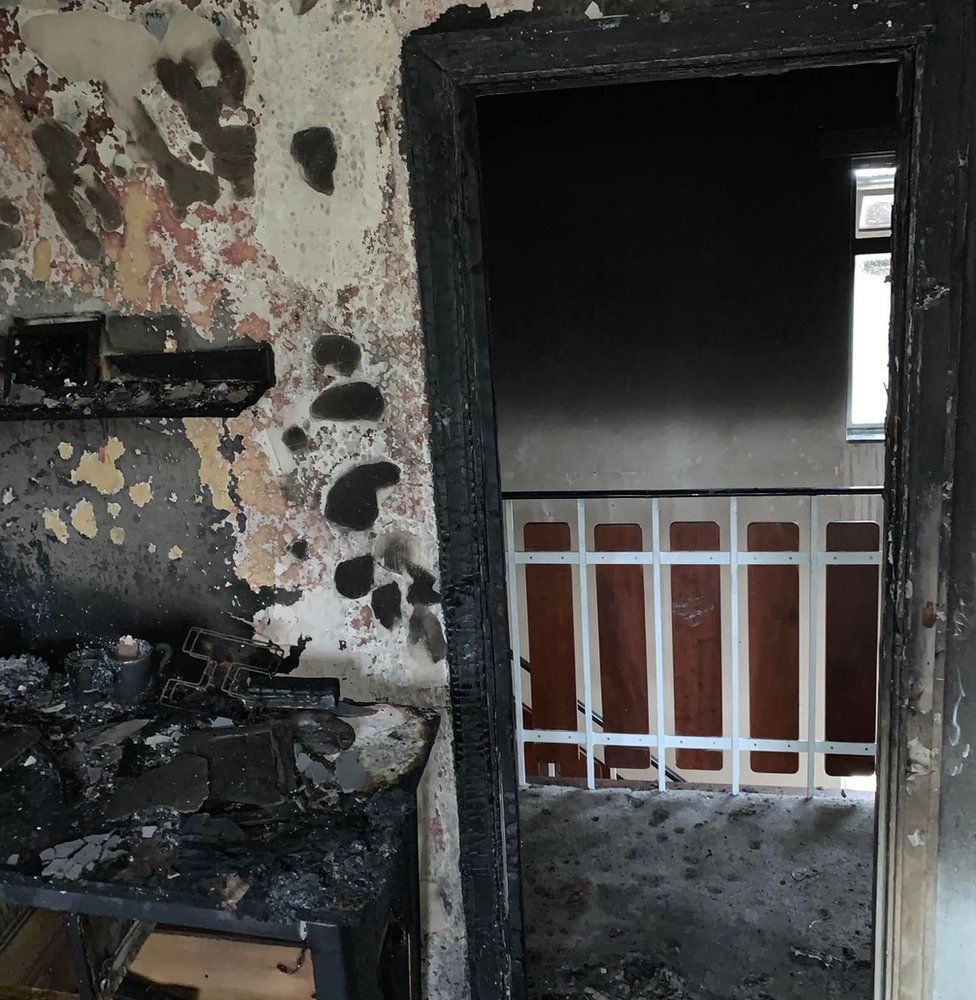 Stoke Albany home severely damaged after candle causes fire - BBC News