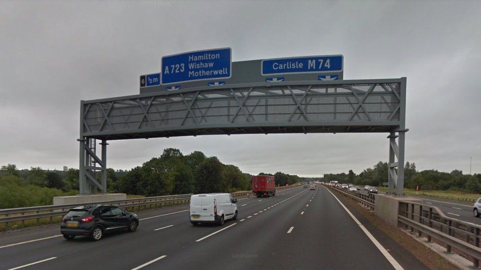 Pensioner killed after bus crashes into HGV on M74 - BBC News