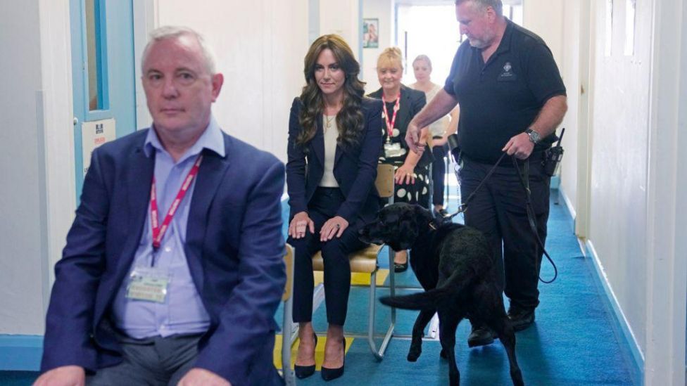 Princess of Wales meets drug detection dog at Surrey prison - BBC News