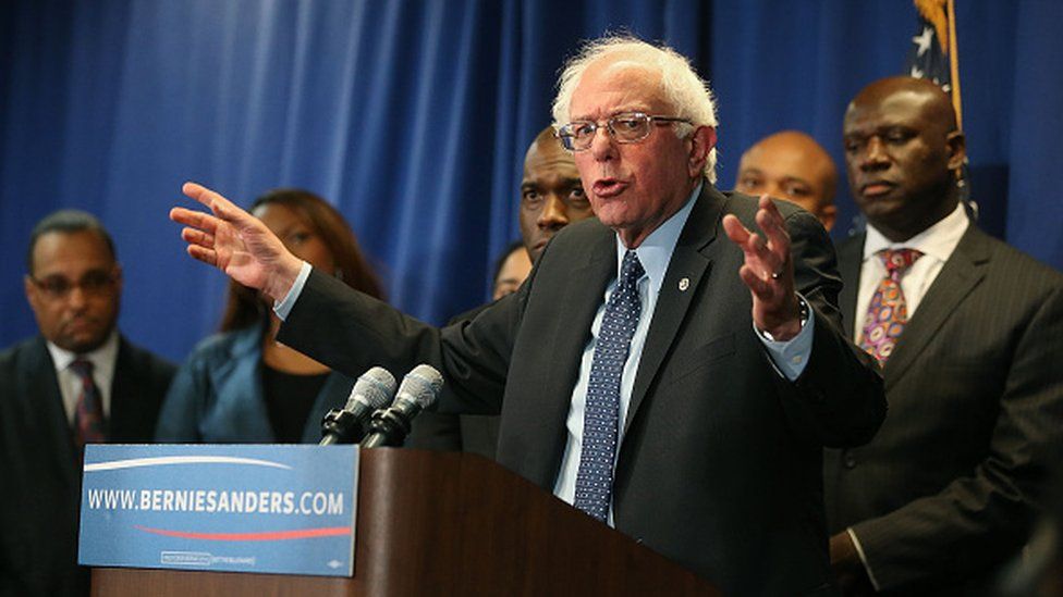 #BernieMadeMeWhite highlights US minority voters - BBC News