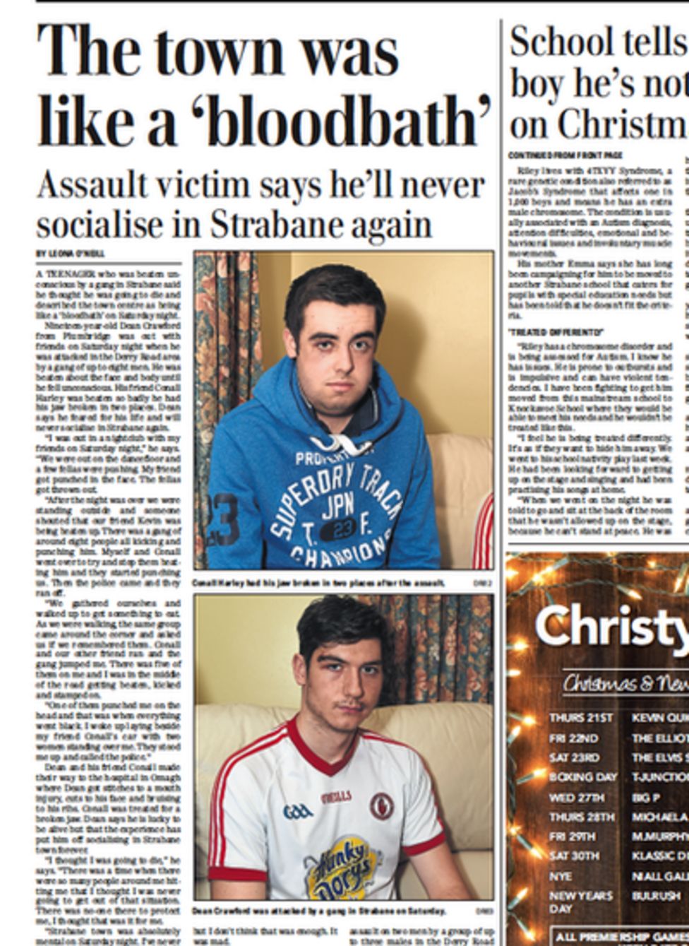 NI weekly paper review: Christmas lights and Strabane 'bloodbath' - BBC ...