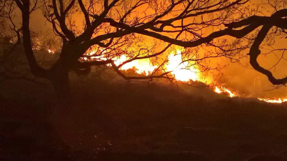 Fire destroys over 100 acres of Stalybridge moorland - BBC News