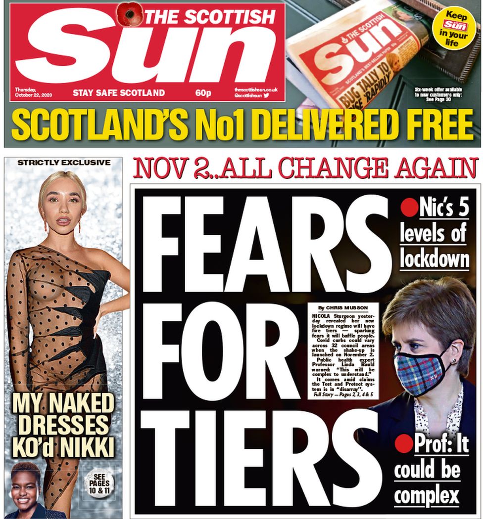 Scotland's papers: 'Fears for tiers' and hospitality 'sacrificed' - BBC ...