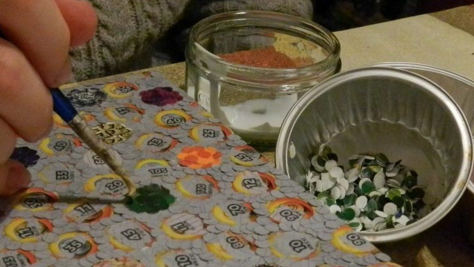 Lottery scratch cards used in work of artist, 16 - BBC News
