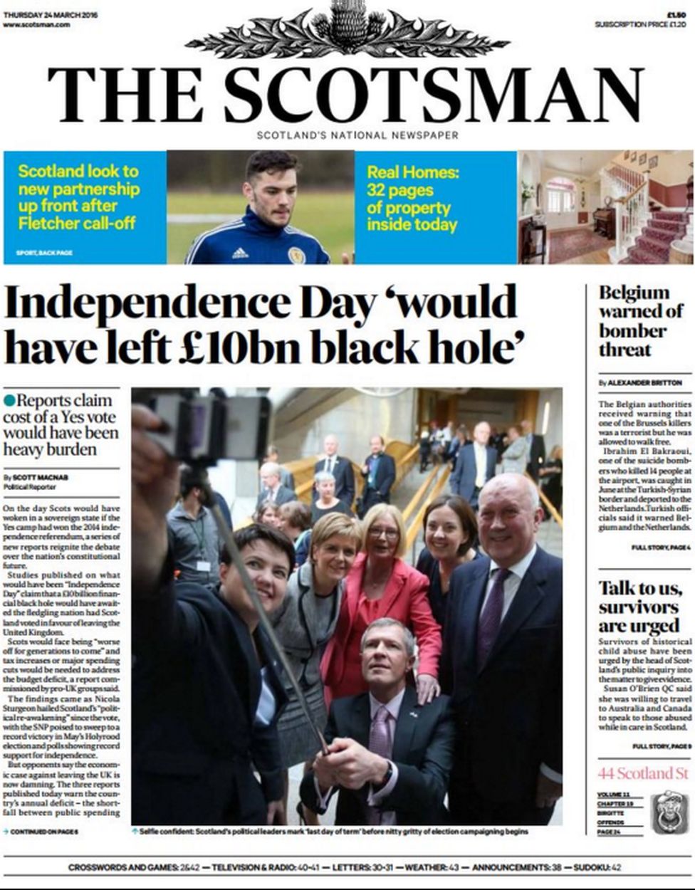Thursday's Scottish papers: Independence day and bomber 'blunders ...