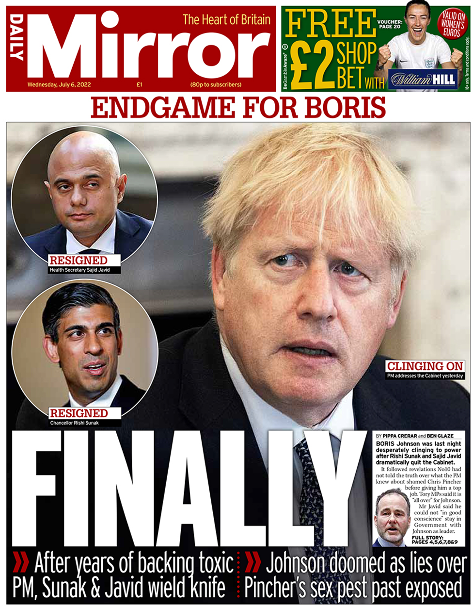 Newspaper headlines: 'Johnson on the brink' - BBC News