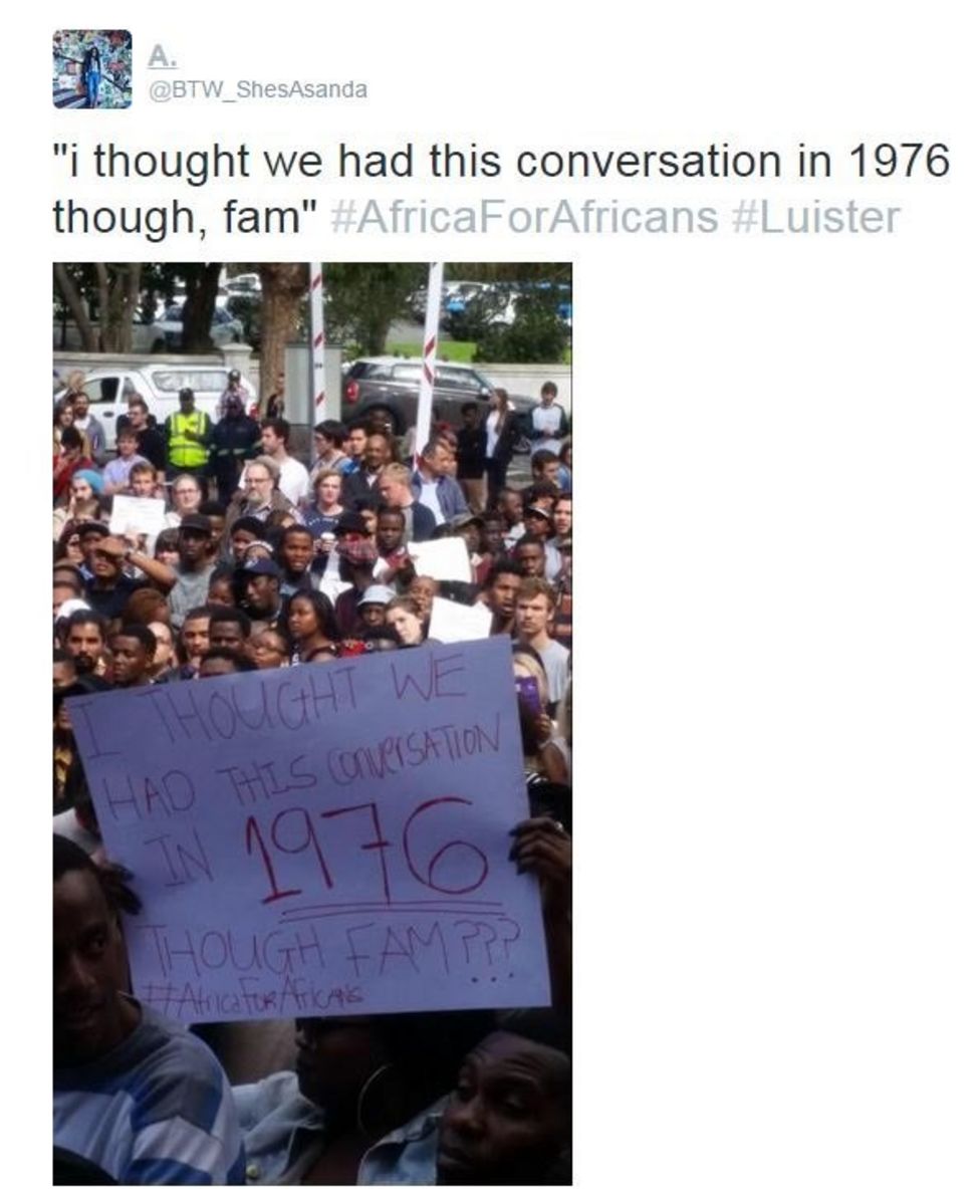 The black students rallying against "remnants of apartheid" - BBC News