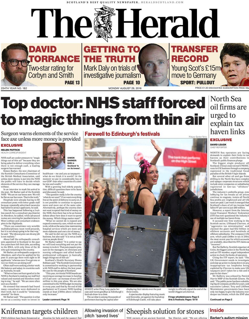 Scotland's papers: Asthma death rates and BHS demise - BBC News