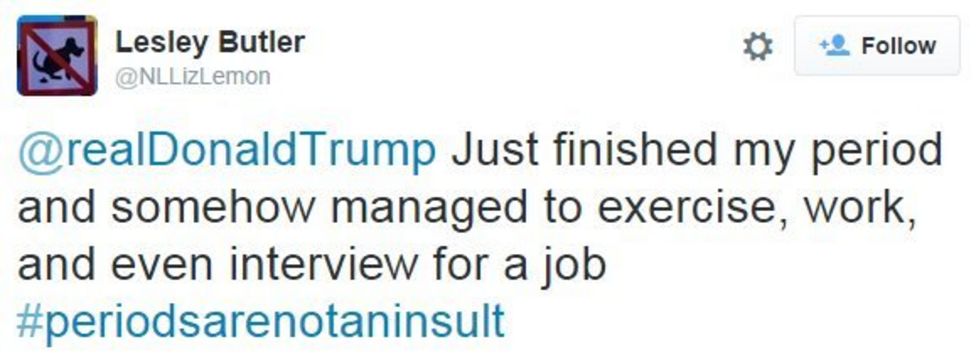 The women 'live-tweeting' their periods to campaign against Trump - BBC ...