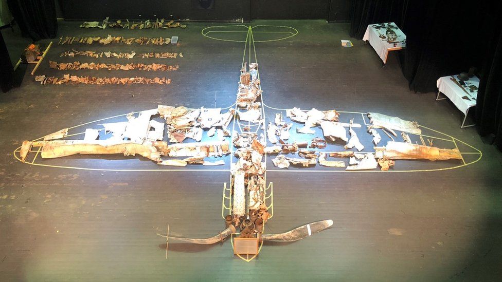 Tail of Spitfire shot down over Norway goes on display in Henley - BBC News