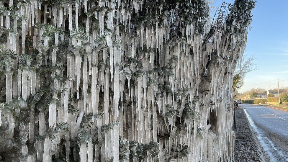Icicles form into 'fairytale' sculpture in Gloucestershire - BBC News