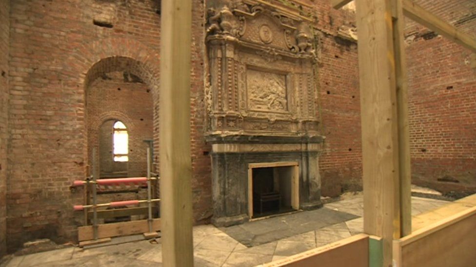 Fire-hit stately home Clandon Park House partly reopens - BBC News