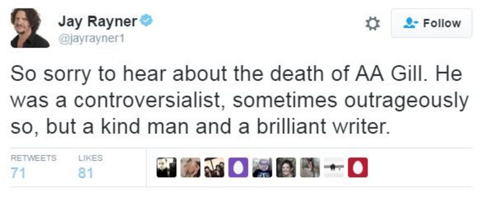 AA Gill: Sunday Times critic dies after cancer diagnosis - BBC News