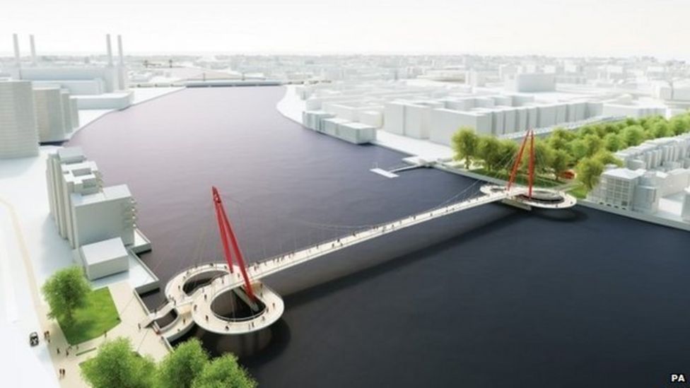 Nine Elms-to-Pimlico shortlisted bridge designs unveiled - BBC News
