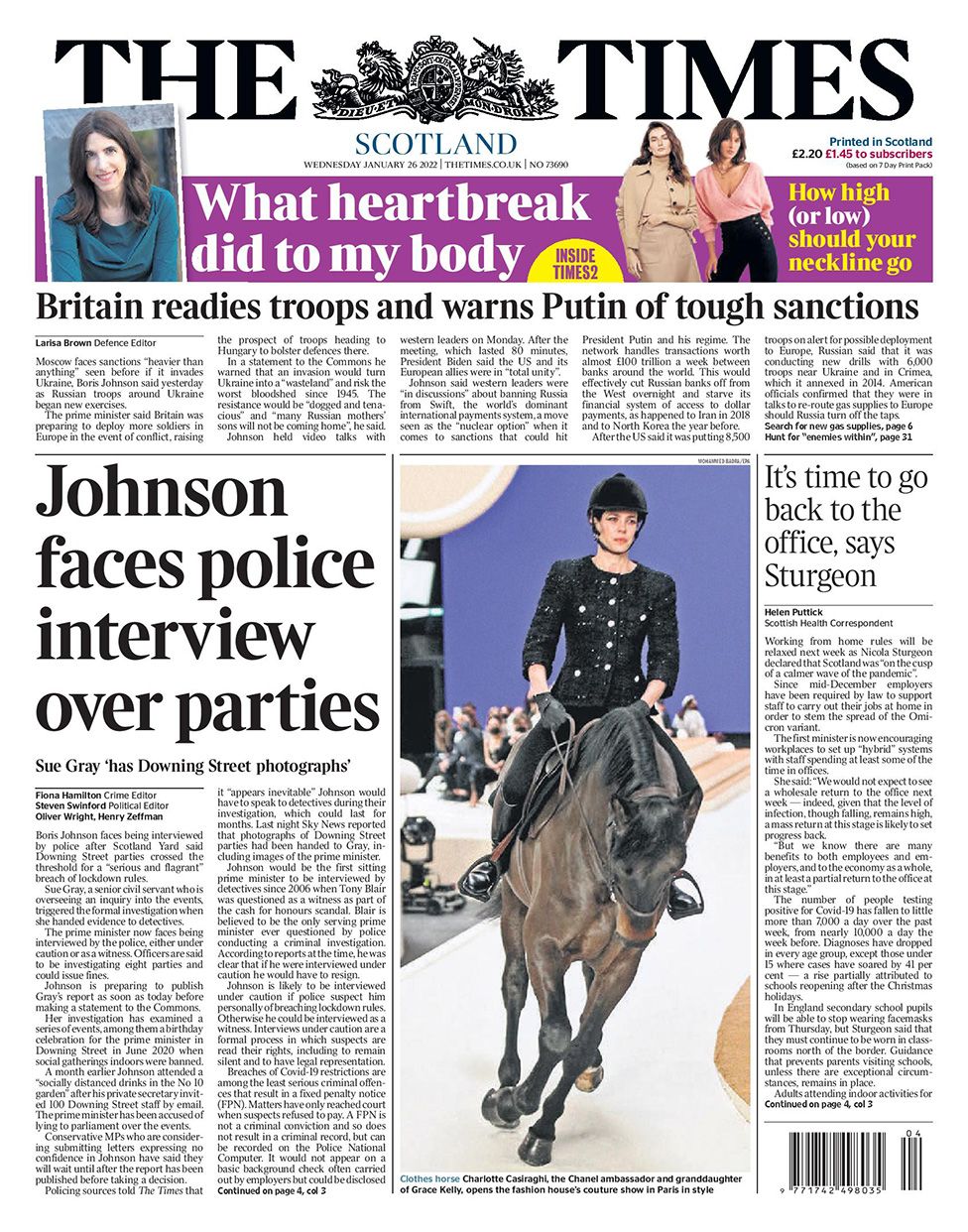 Scotland's papers: PM in 'peril' and Scots return to the office - BBC News