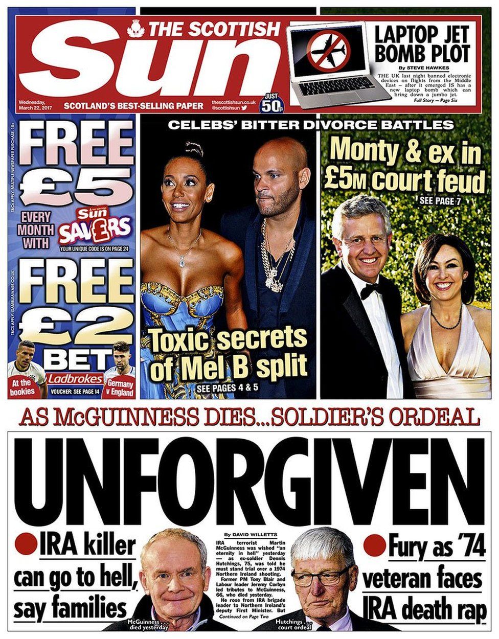 Scotland's papers: Holiday laptop ban and referendum row - BBC News