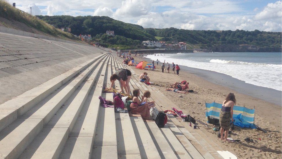 Sea defence opening on A174 between Whitby and Sandsend - BBC News