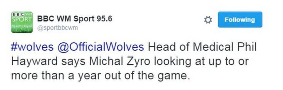 Wolves: Michal Zyro faces more than year out with serious knee injury ...