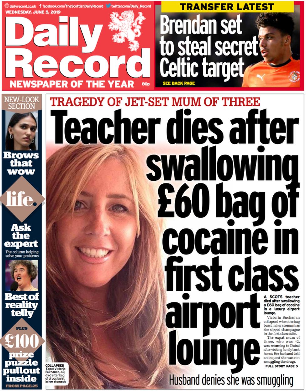 Scotland's papers: Cocaine death and Trump meets May - BBC News