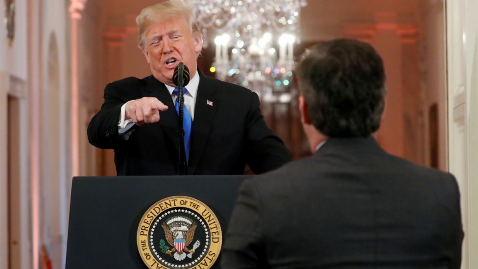 Jim Acosta row: Donald Trump threat over reporters' behaviour - BBC News