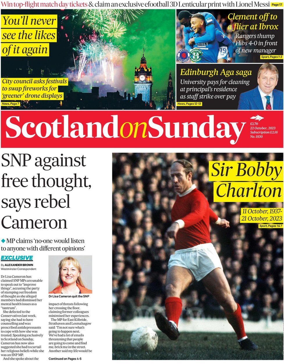 Scotland's papers: Flood recovery costs and Bobby Charlton tributes ...