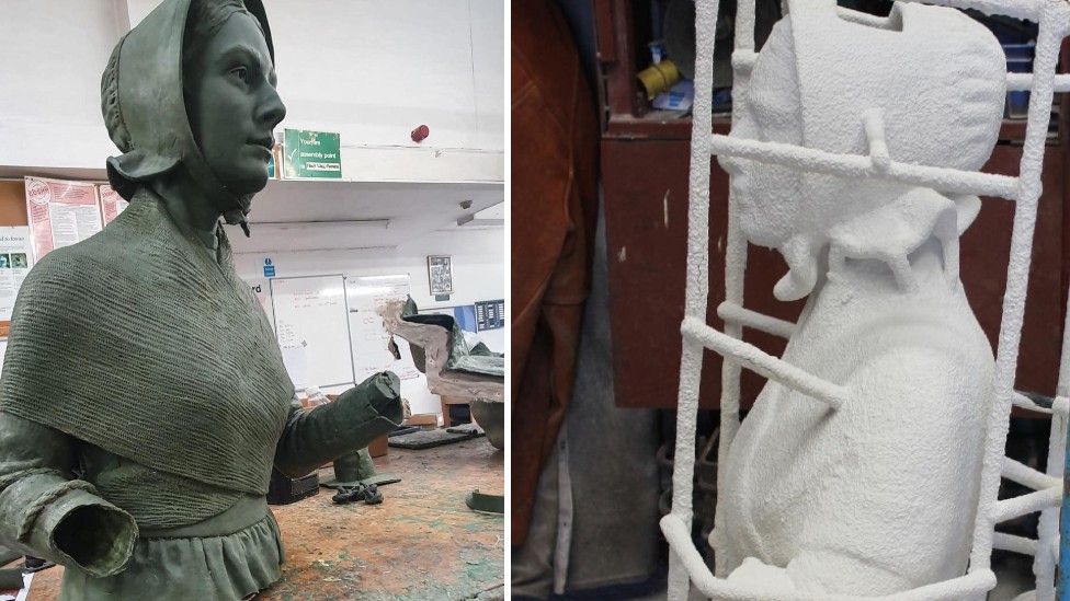 Mary Anning: Lyme Regis fossil-hunter statue nears completion - BBC News