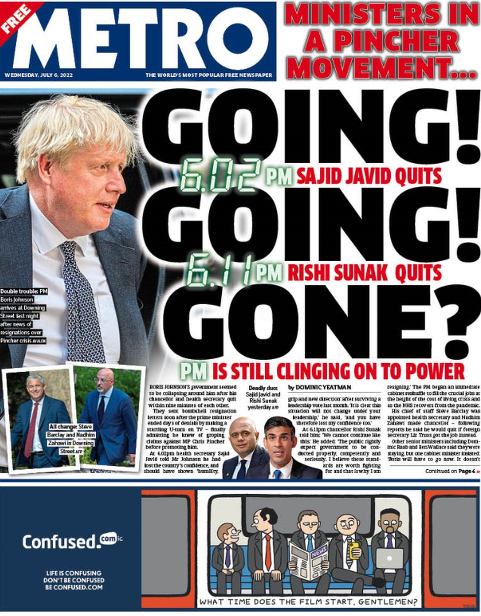 Scotland's papers: Meltdown at Number 10 and PM on the brink - BBC News
