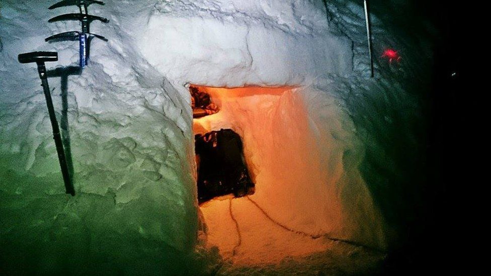 Take a peek inside military snow holes on Scottish Munro - BBC News