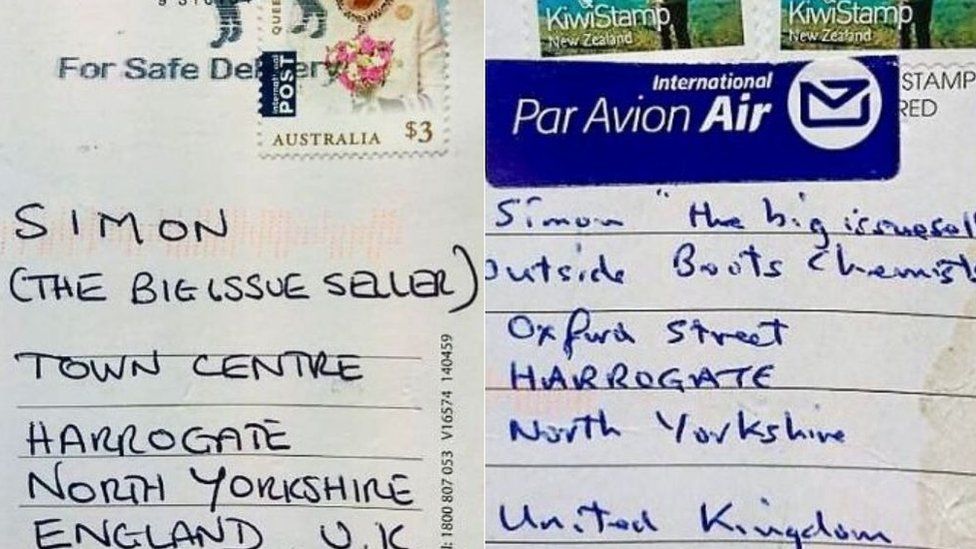 Postcards delivered to Big Issue North seller's pitch - BBC News