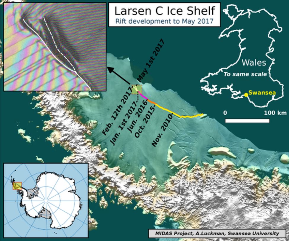 Antarctic iceberg crack develops fork - BBC News