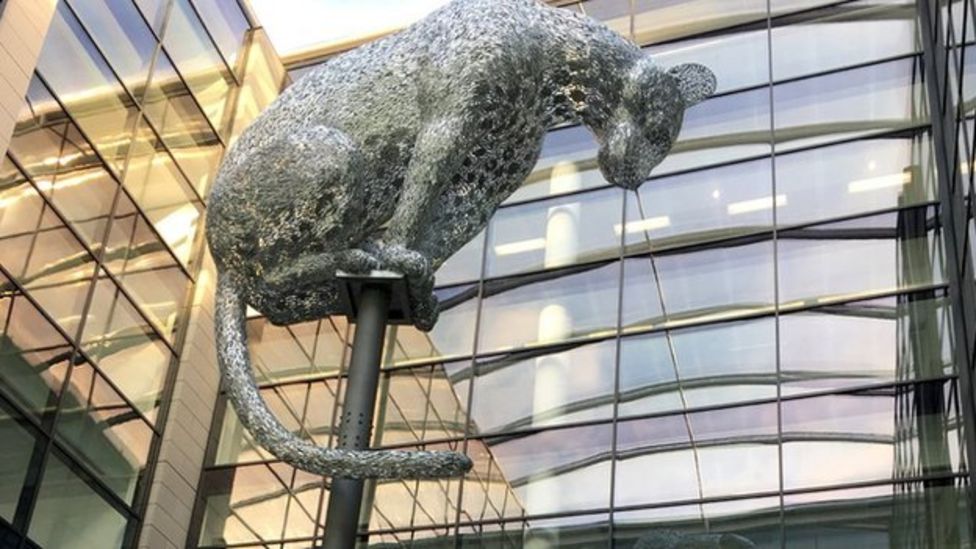 Leopard by Kelpies creator goes on public show in Aberdeen - BBC News