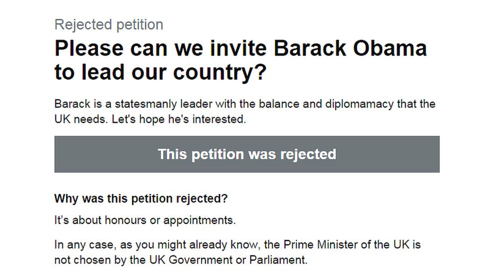 The e-petitions sent to government that get rejected - BBC News
