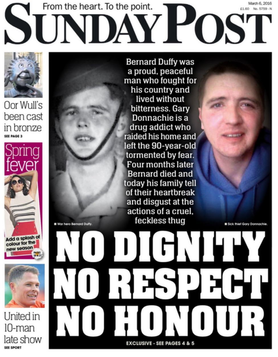 Sunday's front pages: Dunblane survivor and life expectancy lottery ...