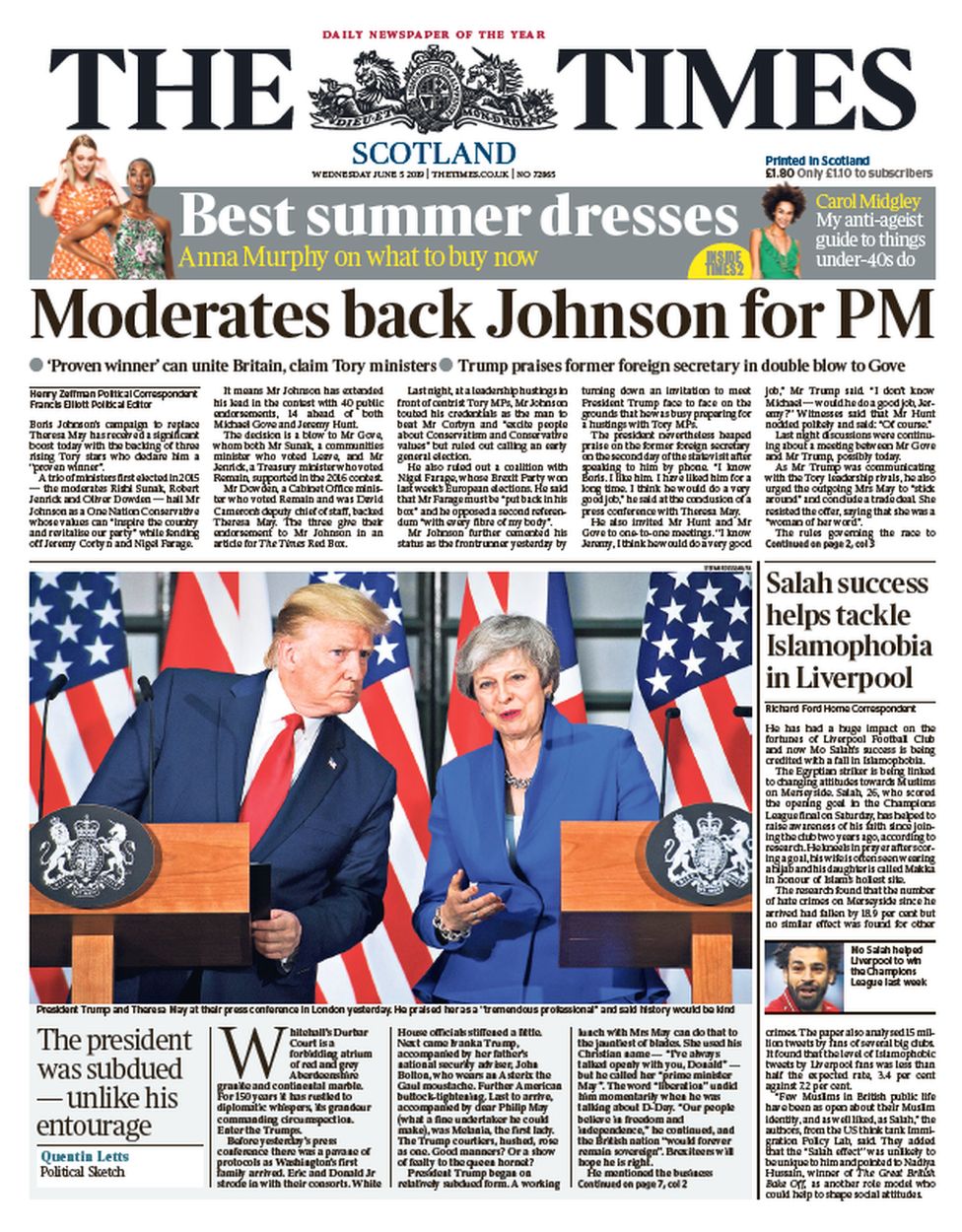 Scotland's papers: Cocaine death and Trump meets May - BBC News