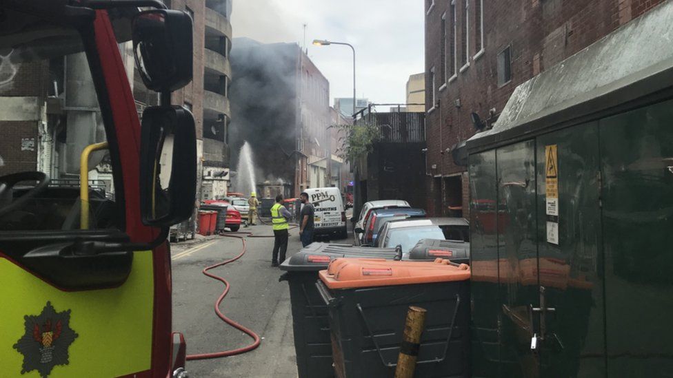 Cardiff's Greyfriars Road reopens after fire - BBC News