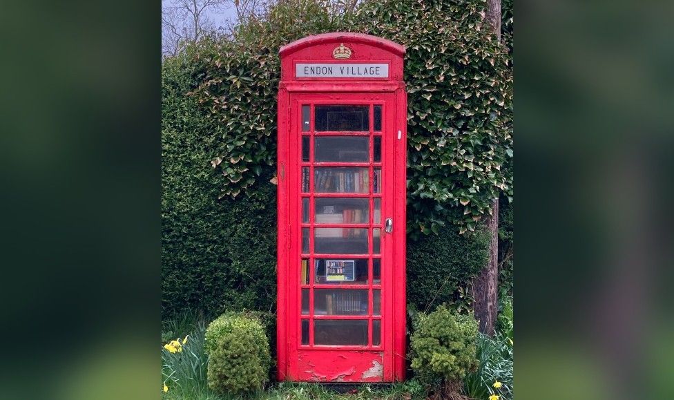 Girl, 9, transforms Endon phone box into mini library - BBC News