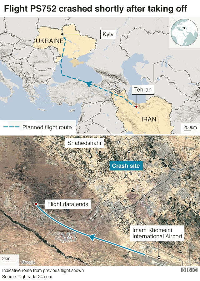 Iran plane crash: Khamenei defends armed forces in rare address - BBC News