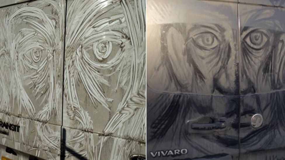 Essex 'Van' Gogh makes art on mucky vans to 'make drivers smile' - BBC News