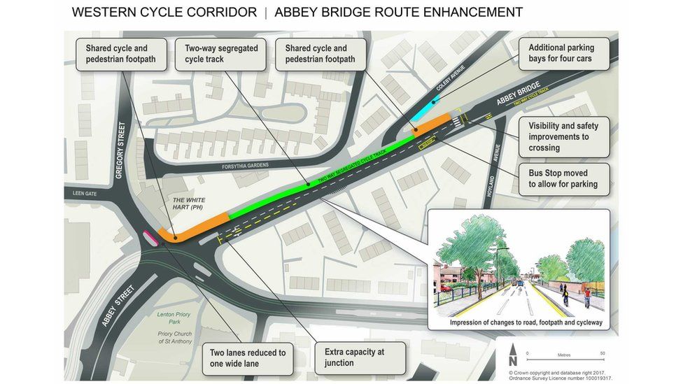 Cycle lane to be moved across the road after complaints - BBC News