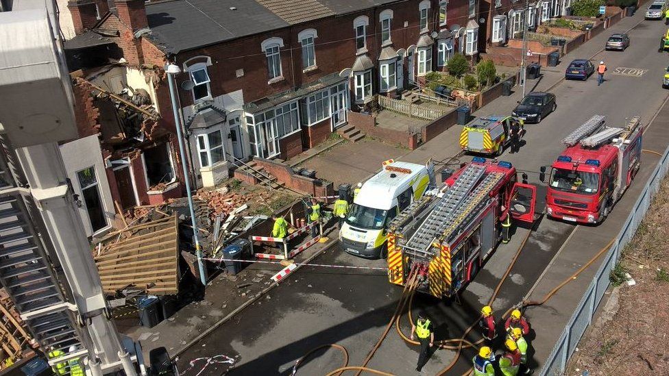 'Gas explosion' blows roof off Birmingham house - BBC News