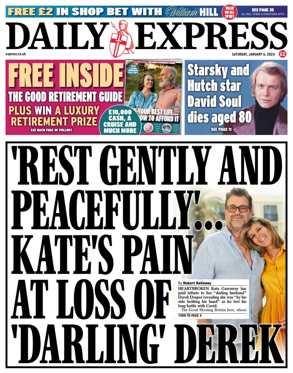 Newspaper headlines: 'Goodbye darling Derek' and Post Office ...