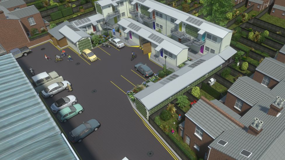 The new Worcester homes just a few metres wide - BBC News