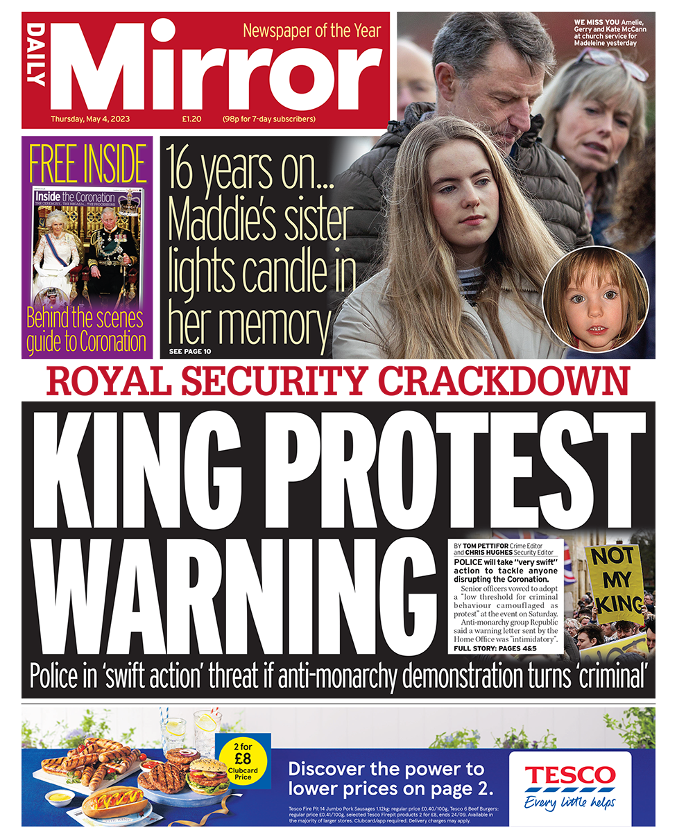 'Ring of steel' around King and 'protest warning' - BBC News