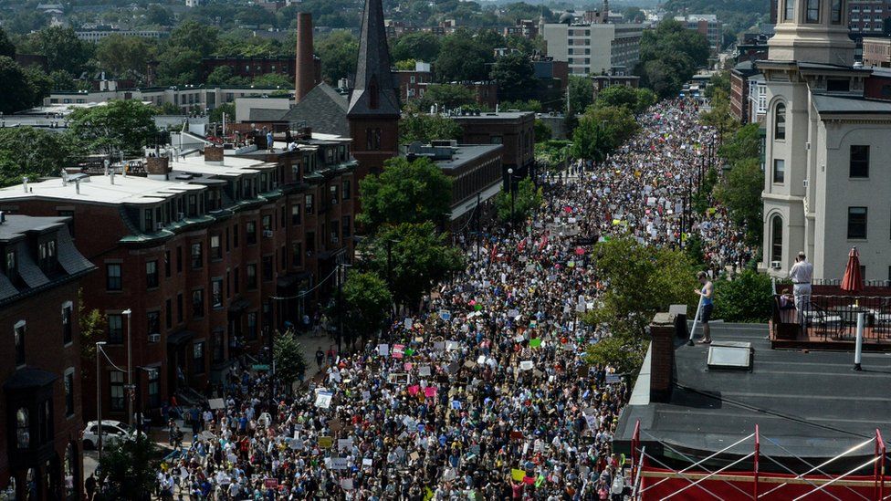 Boston anti-racism protester: 'It's the right thing to do' - BBC News