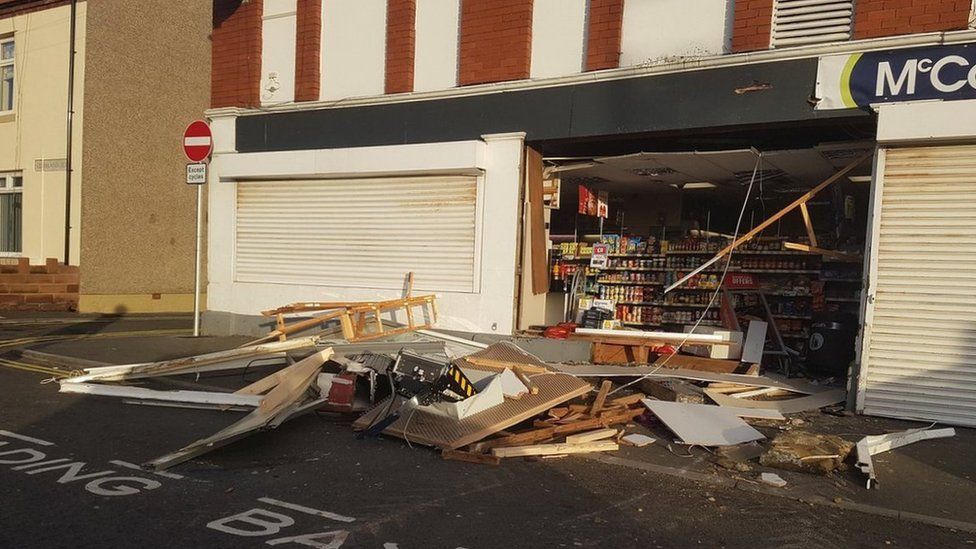 Newbiggin shop wrecked by cash machine raiders - BBC News