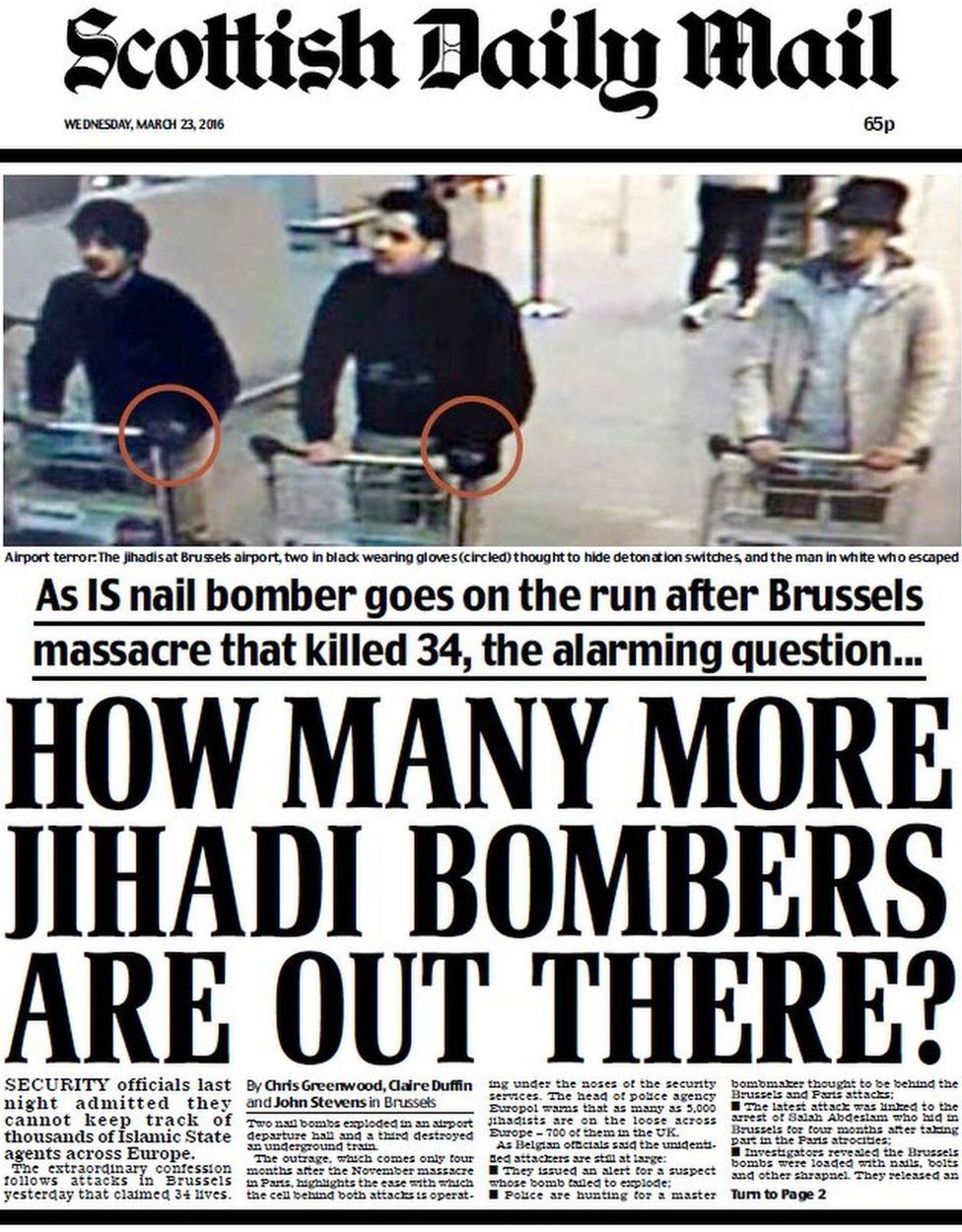 Wednesday's Scottish papers: Bomb attacks in Belgium - BBC News