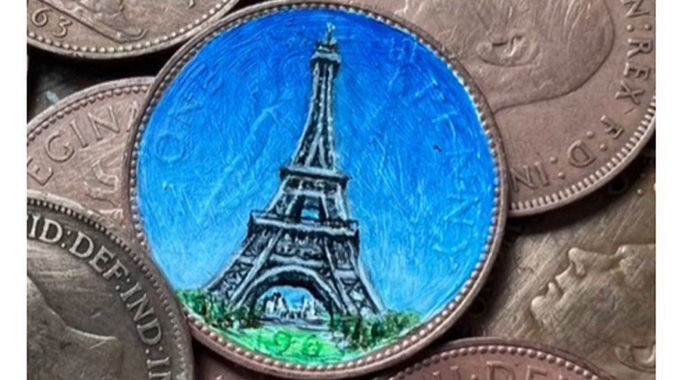 Check out the tiny pieces of art painted on coins - BBC Newsround
