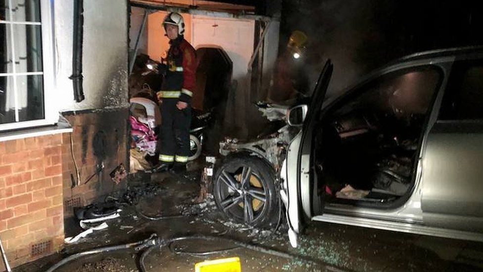 Hybrid Volvo car bursts into flames on Birmingham drive - BBC News